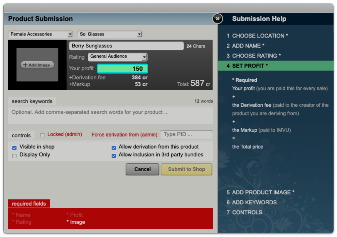 Upload a Product – Edit Product Information – IMVU Create